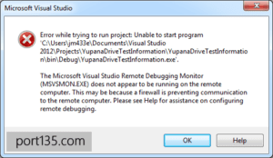 Solved: "Remote Debugging Monitor (MSVSMON.EXE)" error while running a Visual Studio project ...