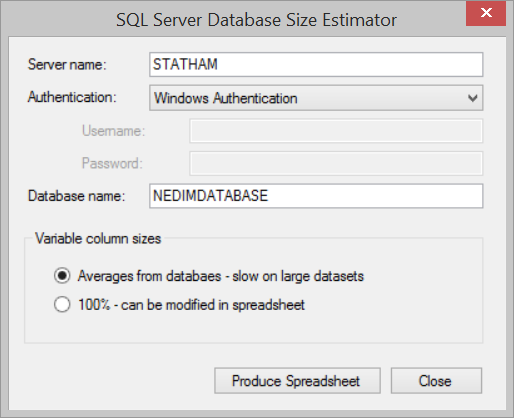 SQL Server database size estimator - port135.com