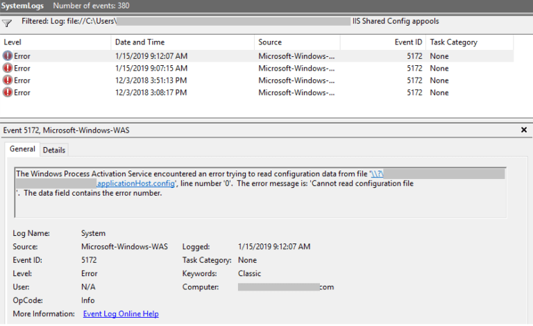 Configuration file is not well-formed XML (IIS Shared Configuration) - port135.com