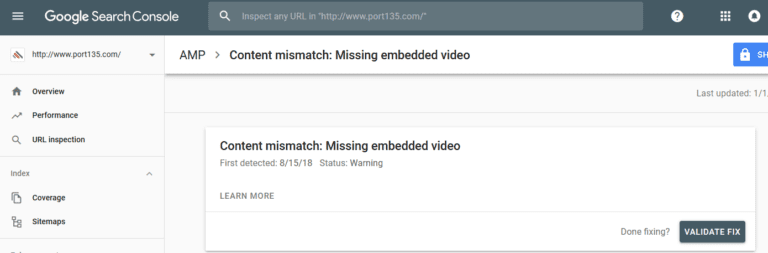 Content mismatch: Missing embedded video (Solved) - port135.com